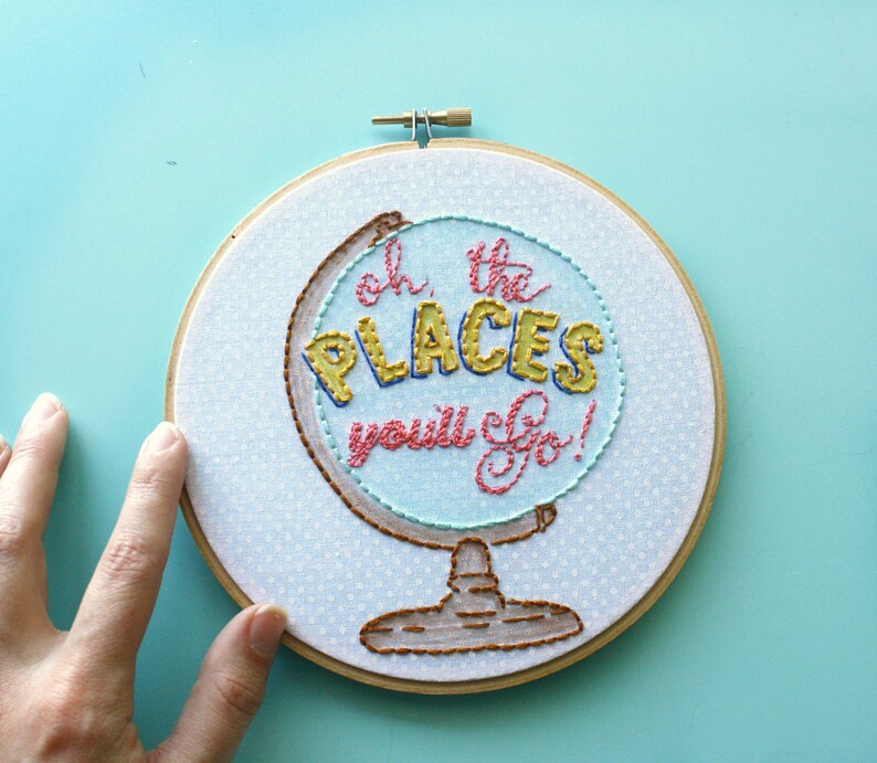 Oh the Places You'll Go Embroidery Pattern Globe - Etsy