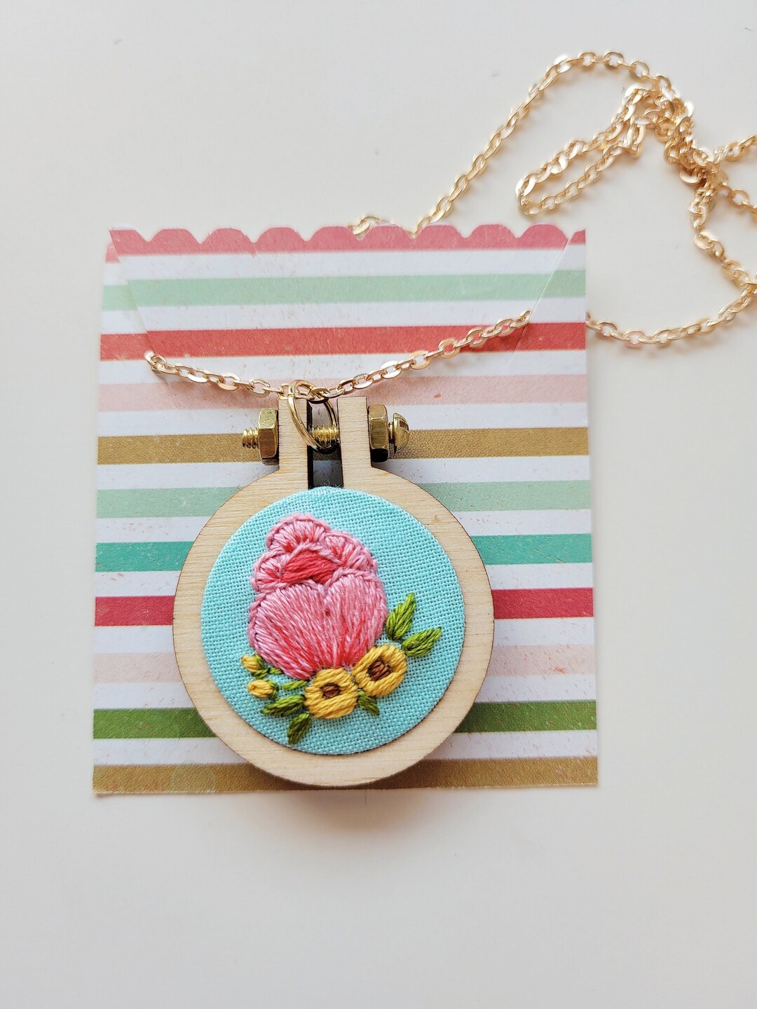 Embroidery Necklace, Handmade Necklace,flower Necklace, Miniature ...