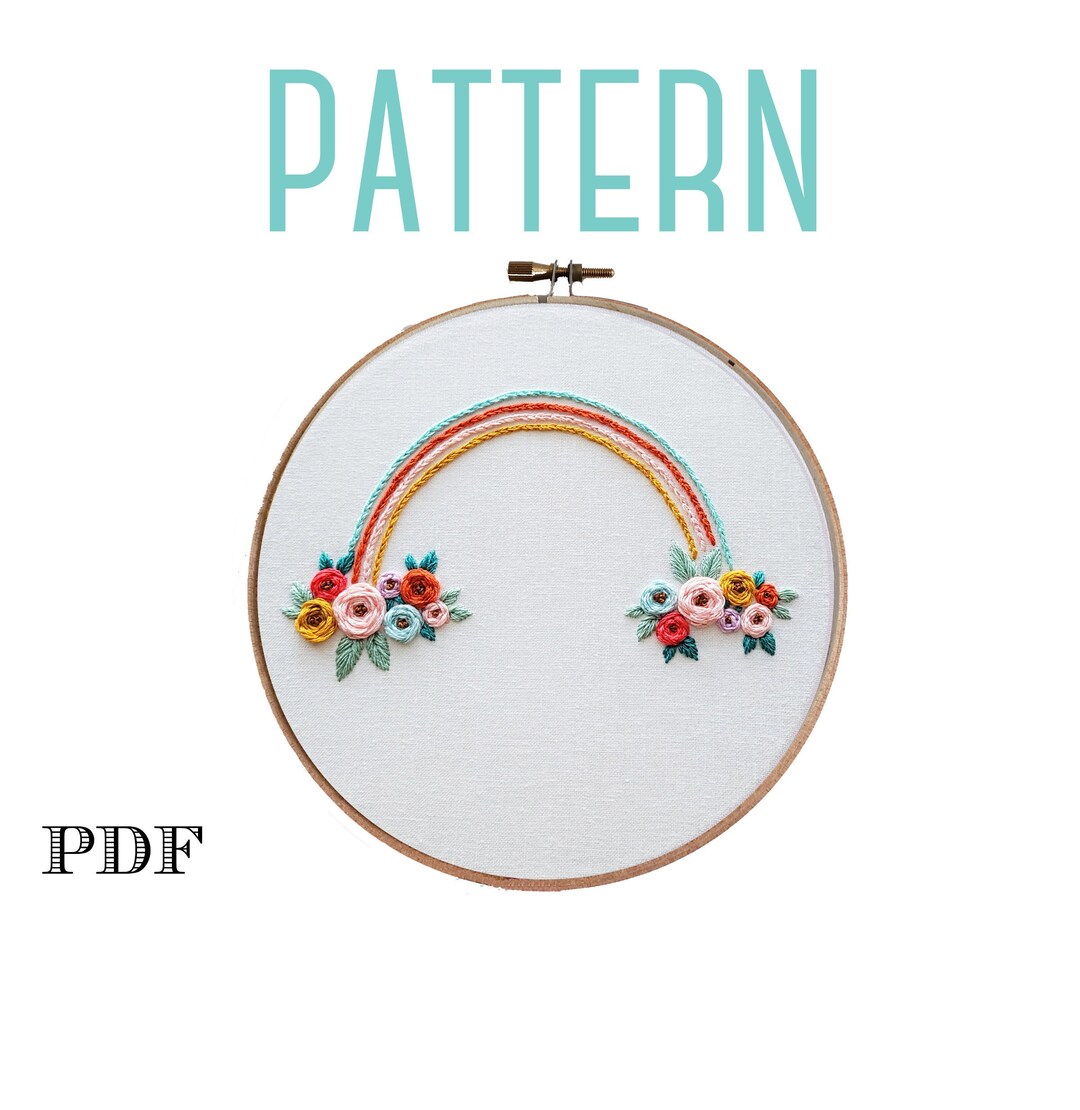 Floral Rainbow Embroidery Pattern,instant Download Pdf,rainbow Baby ...