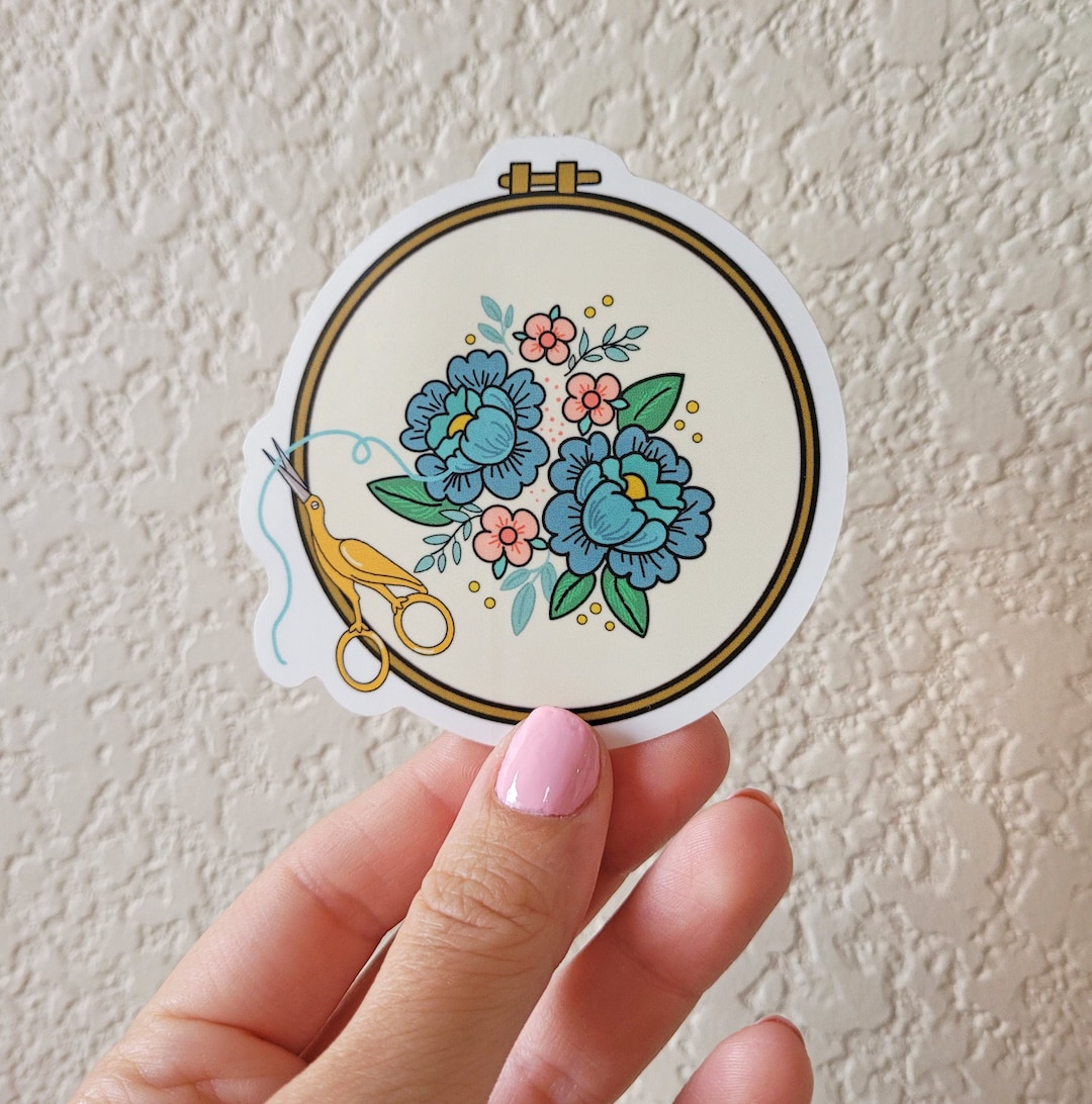 Embroidery Hoop Sticker,floral Embroidery,sticker for Hydroflask ...