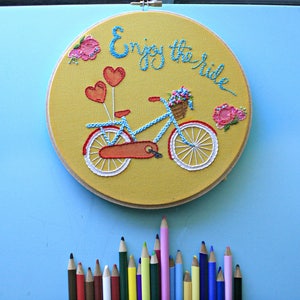 Embroidery Pattern,enjoy the Ride,bike Art,instant Download Pdf,hand ...