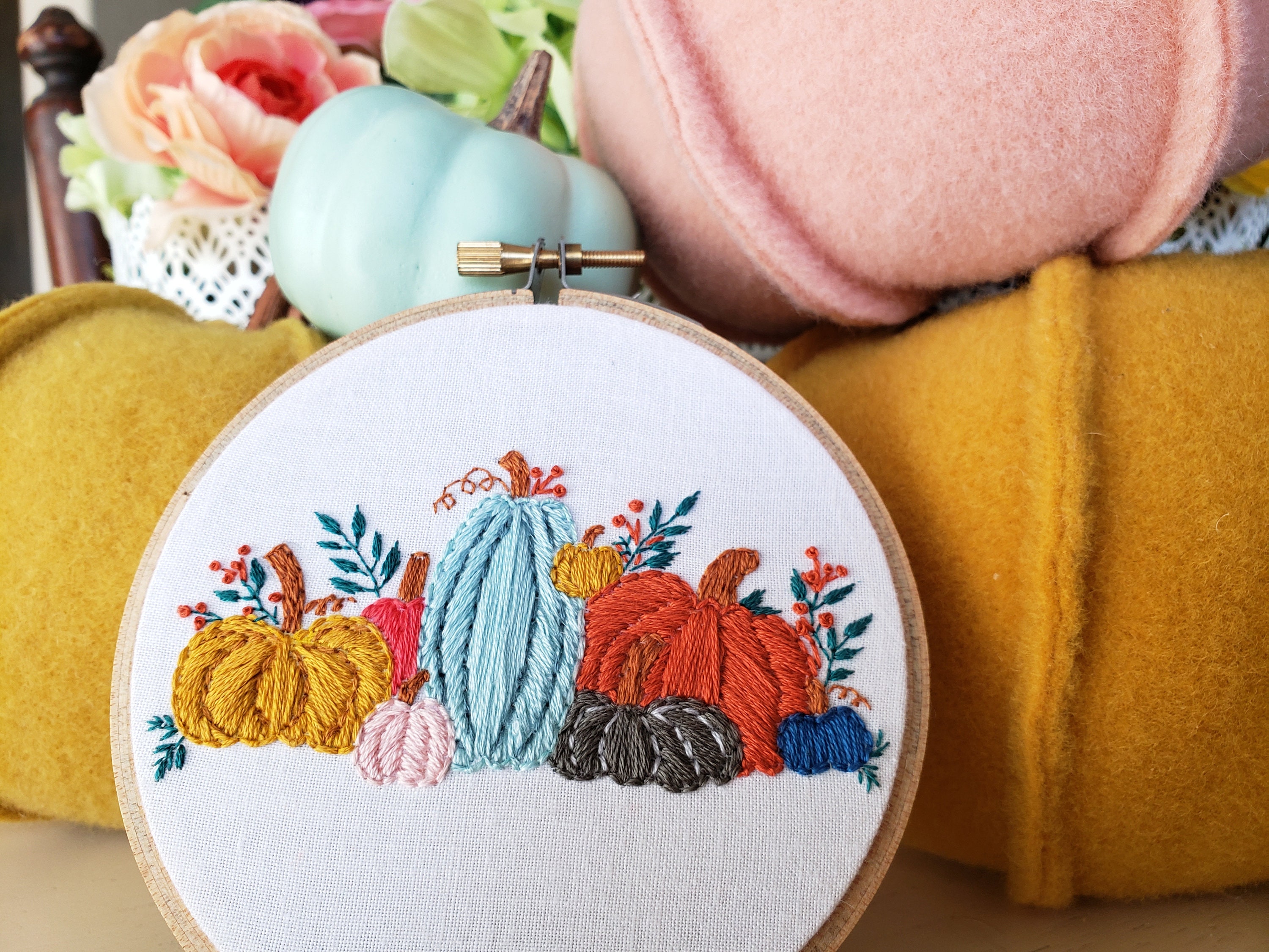 Autumn Pumpkins Embroidery PatternThanksgiving Fall | Etsy