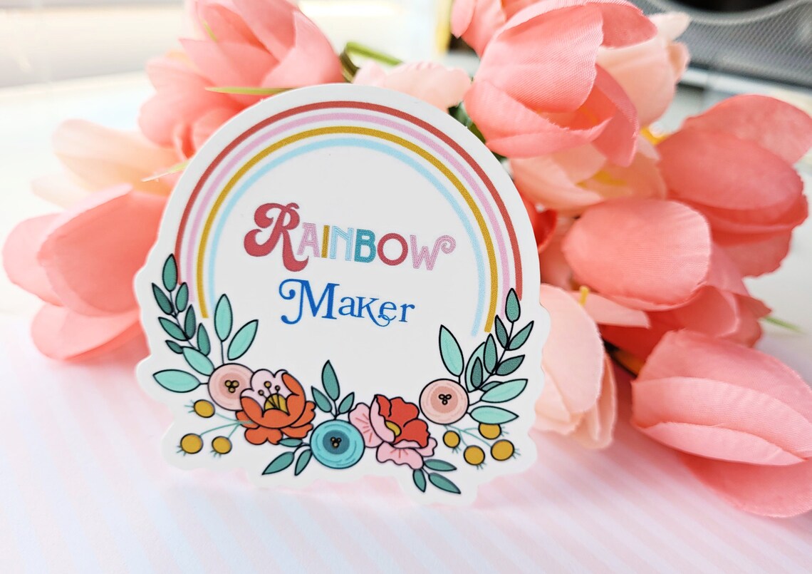 Rainbow Sticker Floral Rainbow Sticker for | Etsy