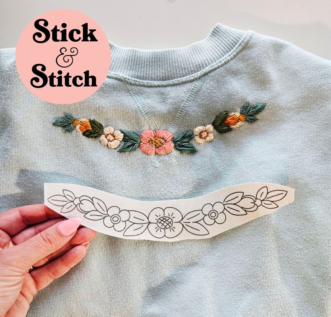 Stick and Stitch Hand Embroidery Patch- Floral Sweater Embellishment ...