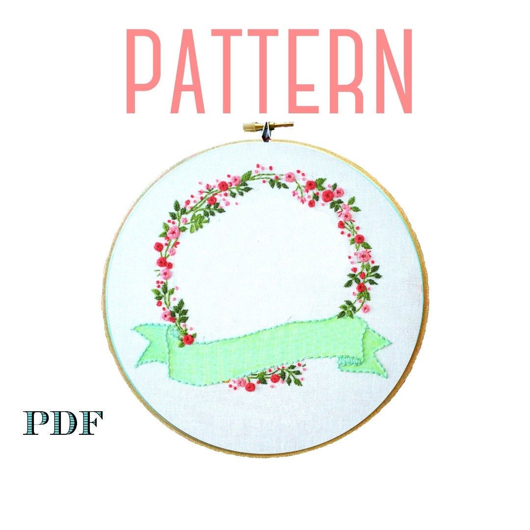 CUSTOM Empty Embroidery Pattern,pdf,wreath Sign,embroidery Design ...