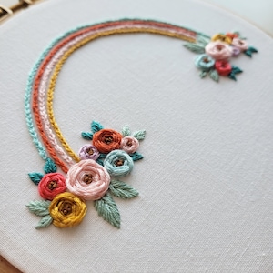 Floral Rainbow Embroidery Pattern,instant Download Pdf,rainbow Baby ...