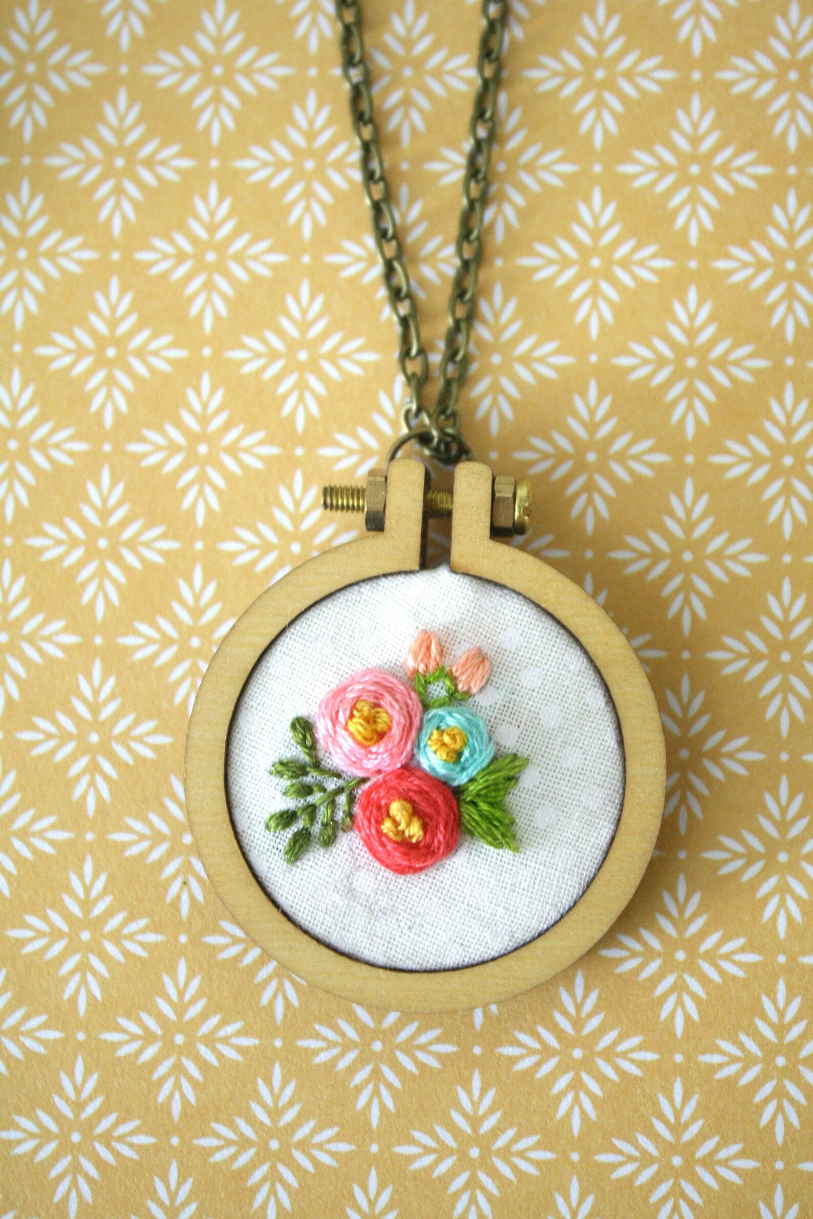 Embroidery Necklace-3 Sizes Handmade Necklaceflower - Etsy