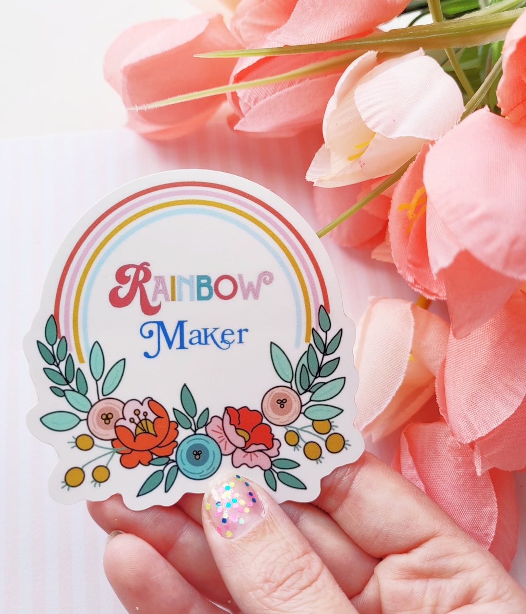 Rainbow Sticker, Floral Rainbow, Sticker for Hydroflask,rainbow Maker ...