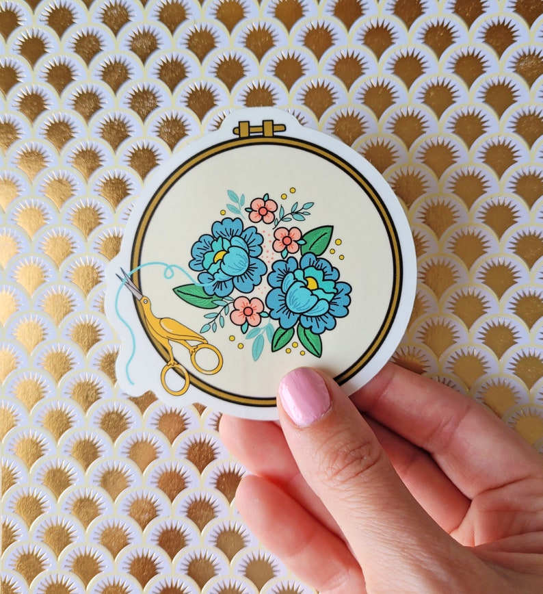 Embroidery Hoop Stickerfloral Embroiderysticker for - Etsy
