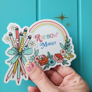 Rainbow Sticker Floral Rainbow Sticker for | Etsy