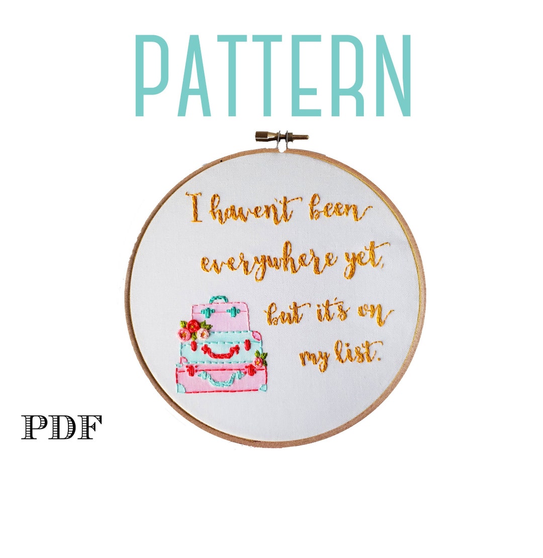 Travel Themed Embroidery Pattern,instant Download Pdf,gift for Traveler ...