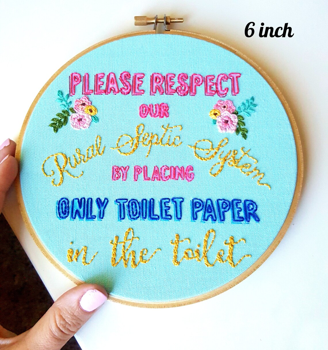 Septic System Funny Bathroom DecorHand Embroidery Hoop | Etsy