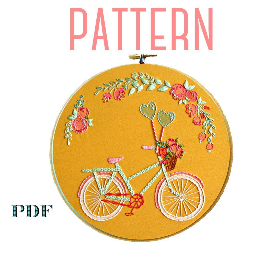 Bike Embroidery PatternBeginner Embroidery Kit Bike Art | Etsy