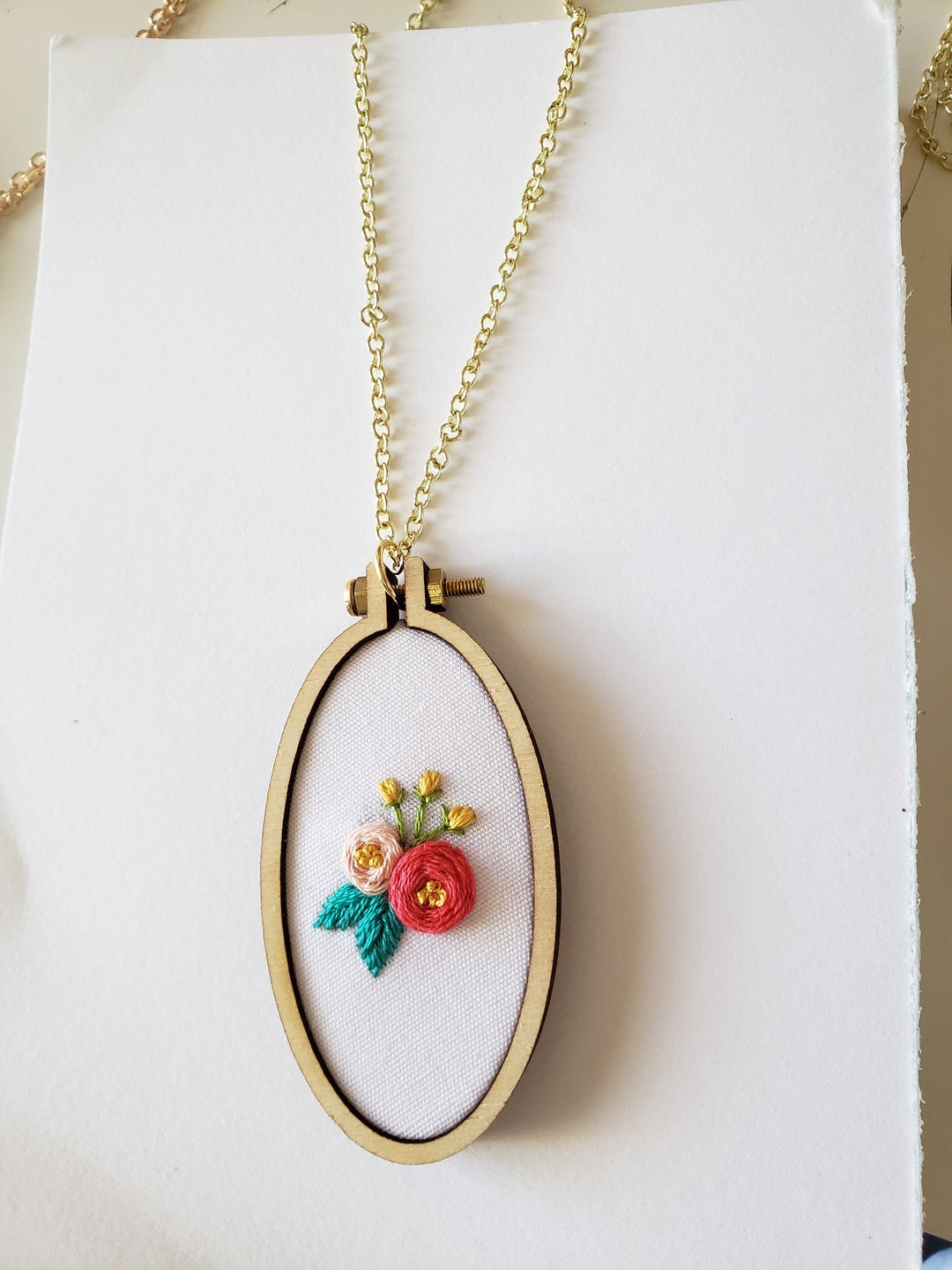 Embroidery Necklace, Handmade Necklace,flower Necklace ...
