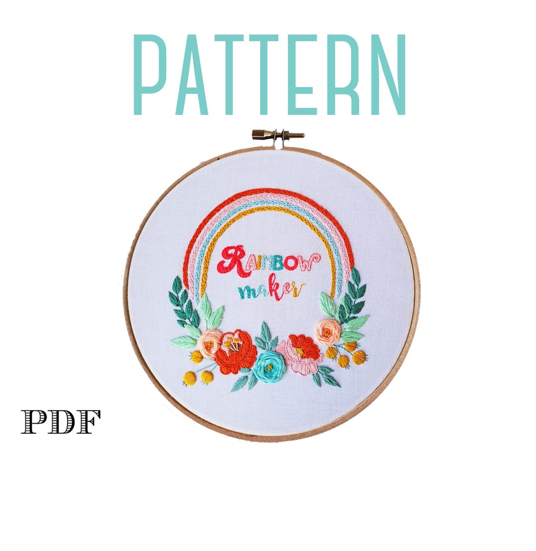 Rainbow Floral Embroidery Pattern, Rainbow Maker, Instant Download Pdf ...