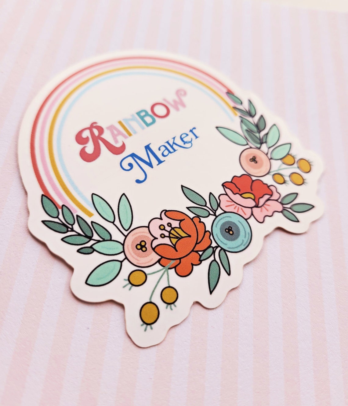 Rainbow Sticker Floral Rainbow Sticker for | Etsy