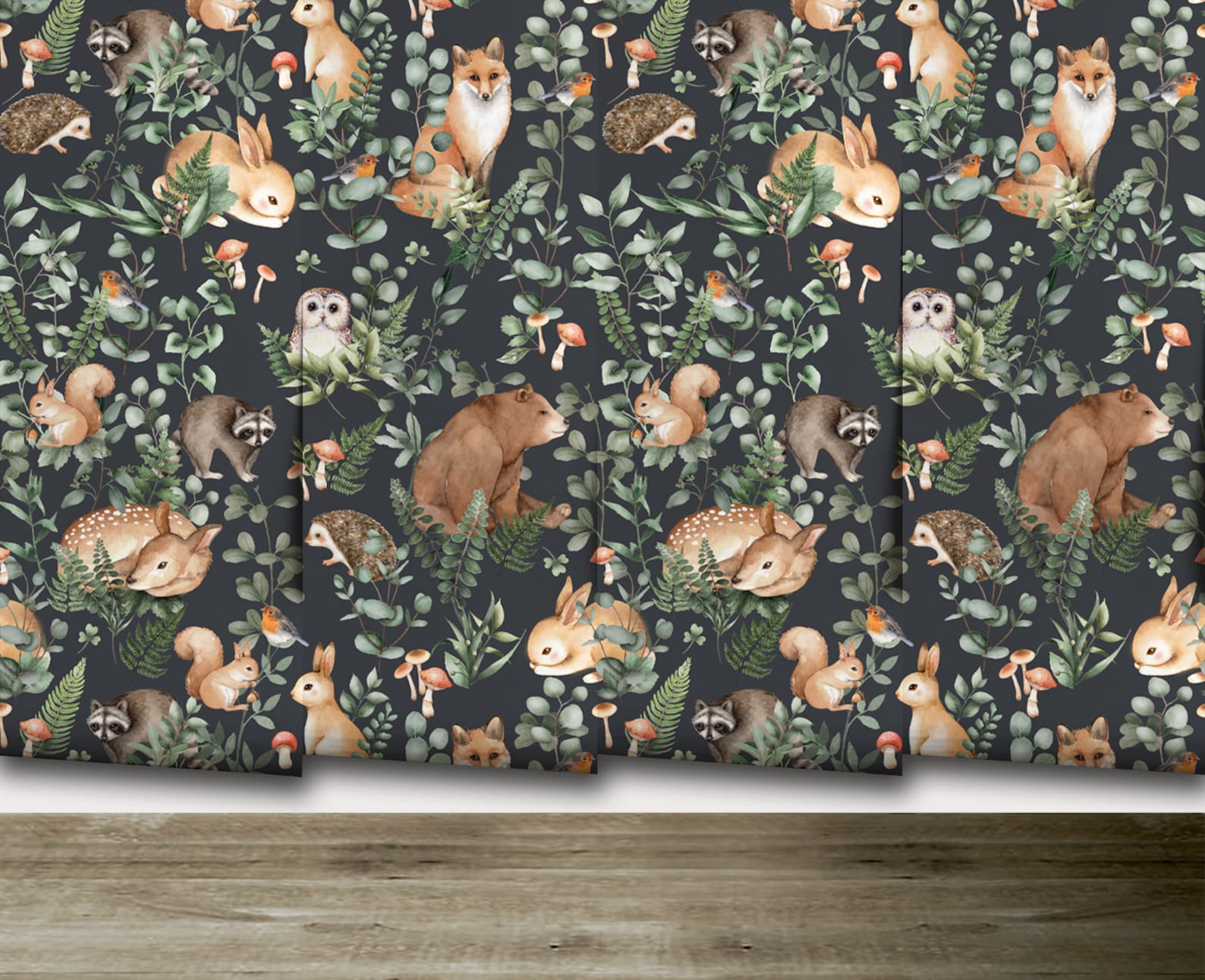 Woodland Storybook Mural Peel 'n Stick or Prepasted Wallpaper Vinyl ...