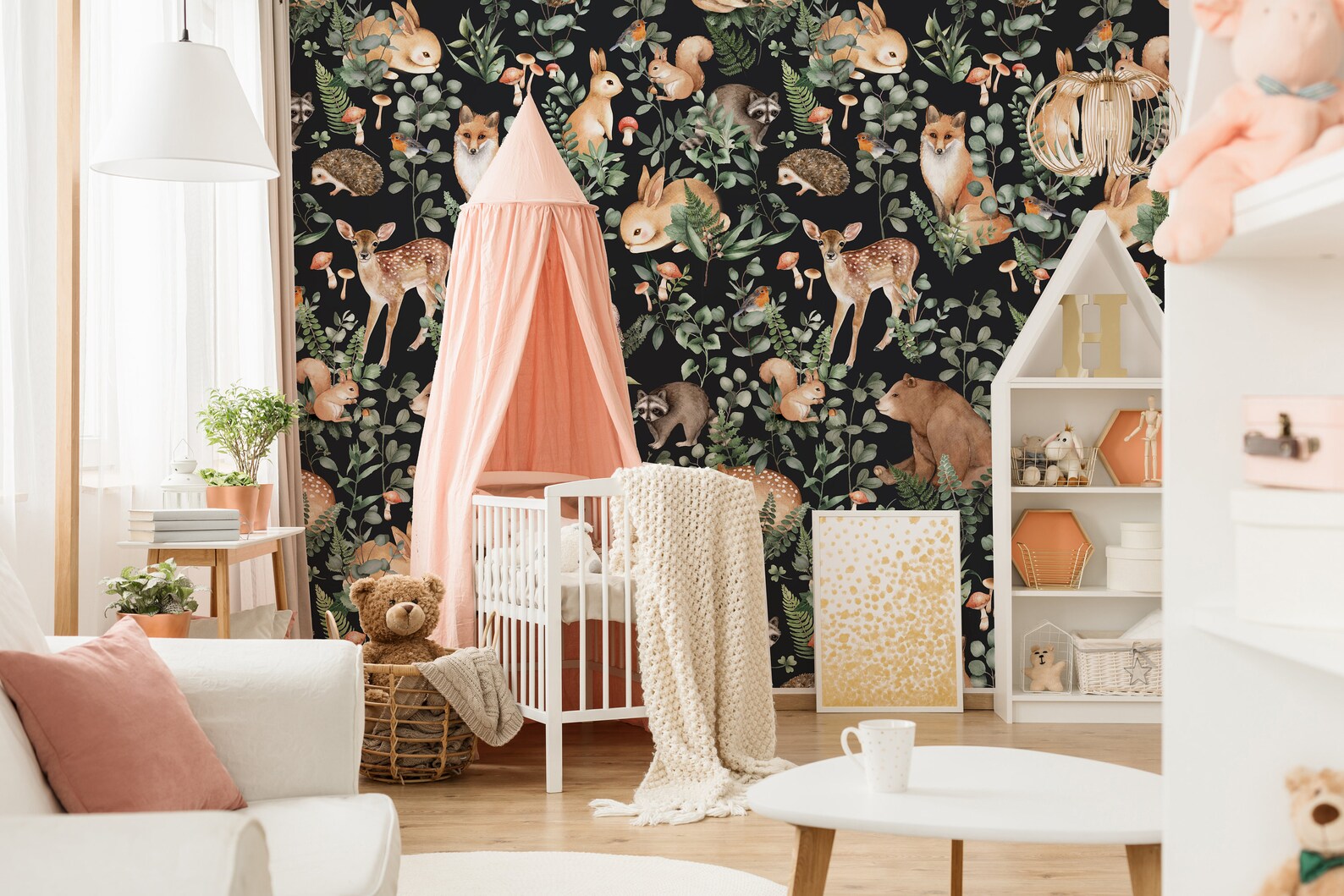 Woodland Storybook Mural Peel 'n Stick or Prepasted Wallpaper Vinyl ...