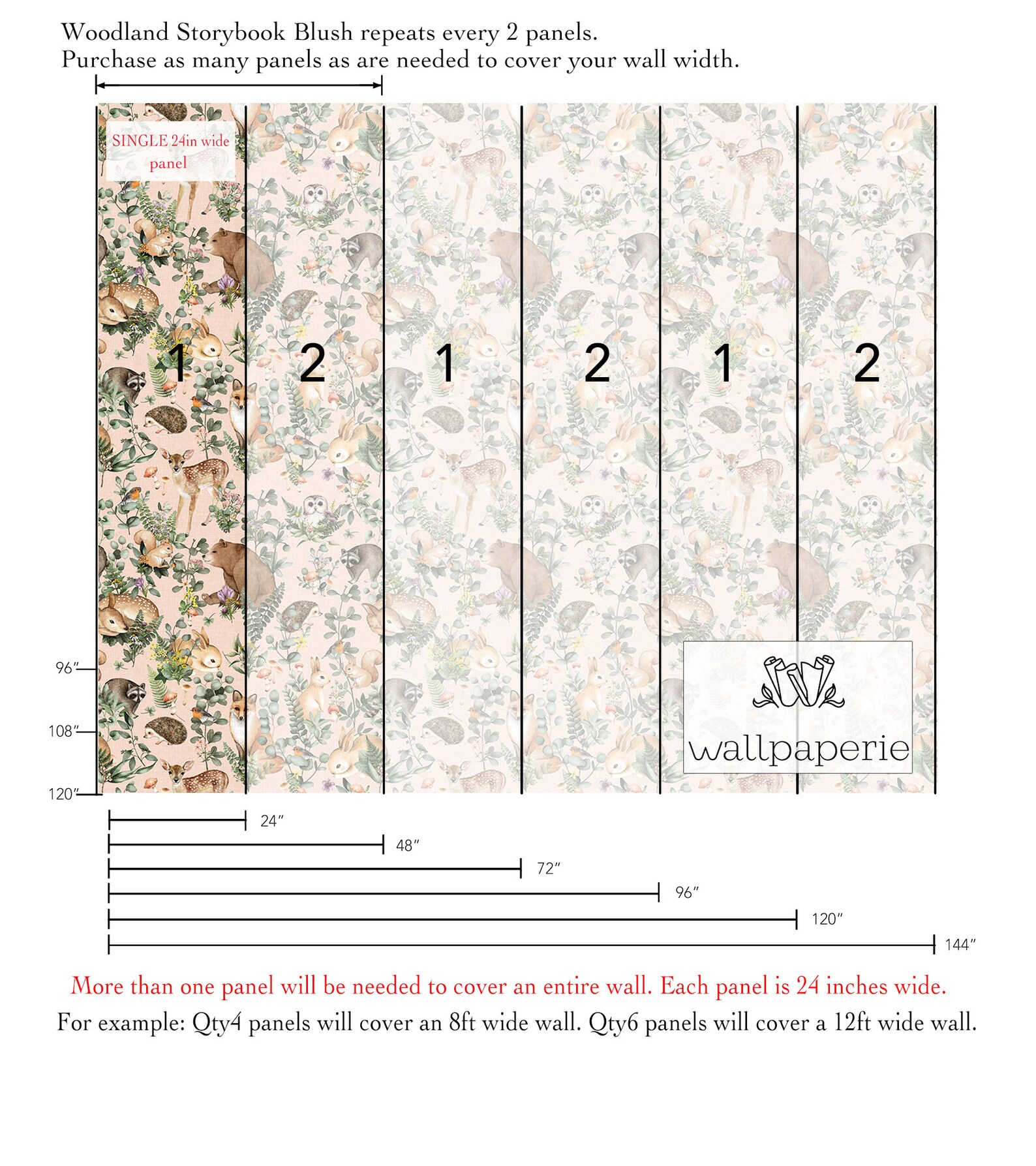 Woodland Storybook Mural | Blush Wallpaper • Vinyl-free • Non-toxic - Etsy