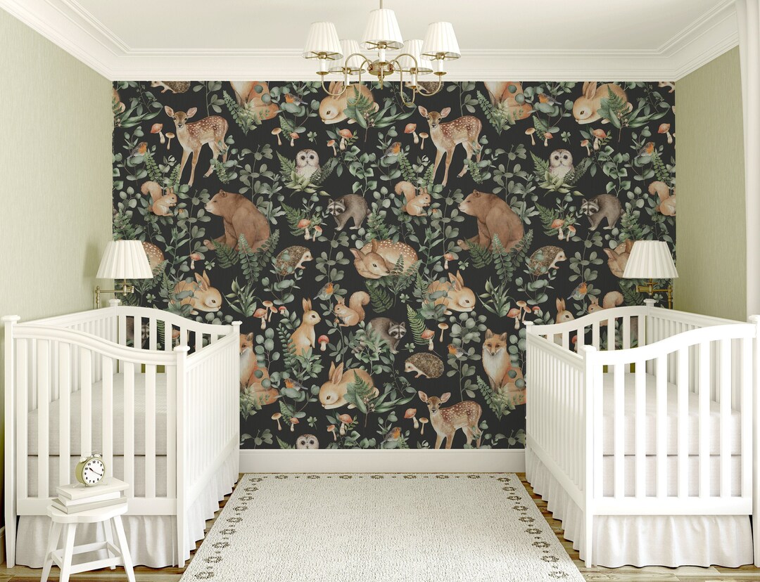 Woodland Storybook Mural || Peel 'n Stick or Prepasted Wallpaper• Vinyl ...