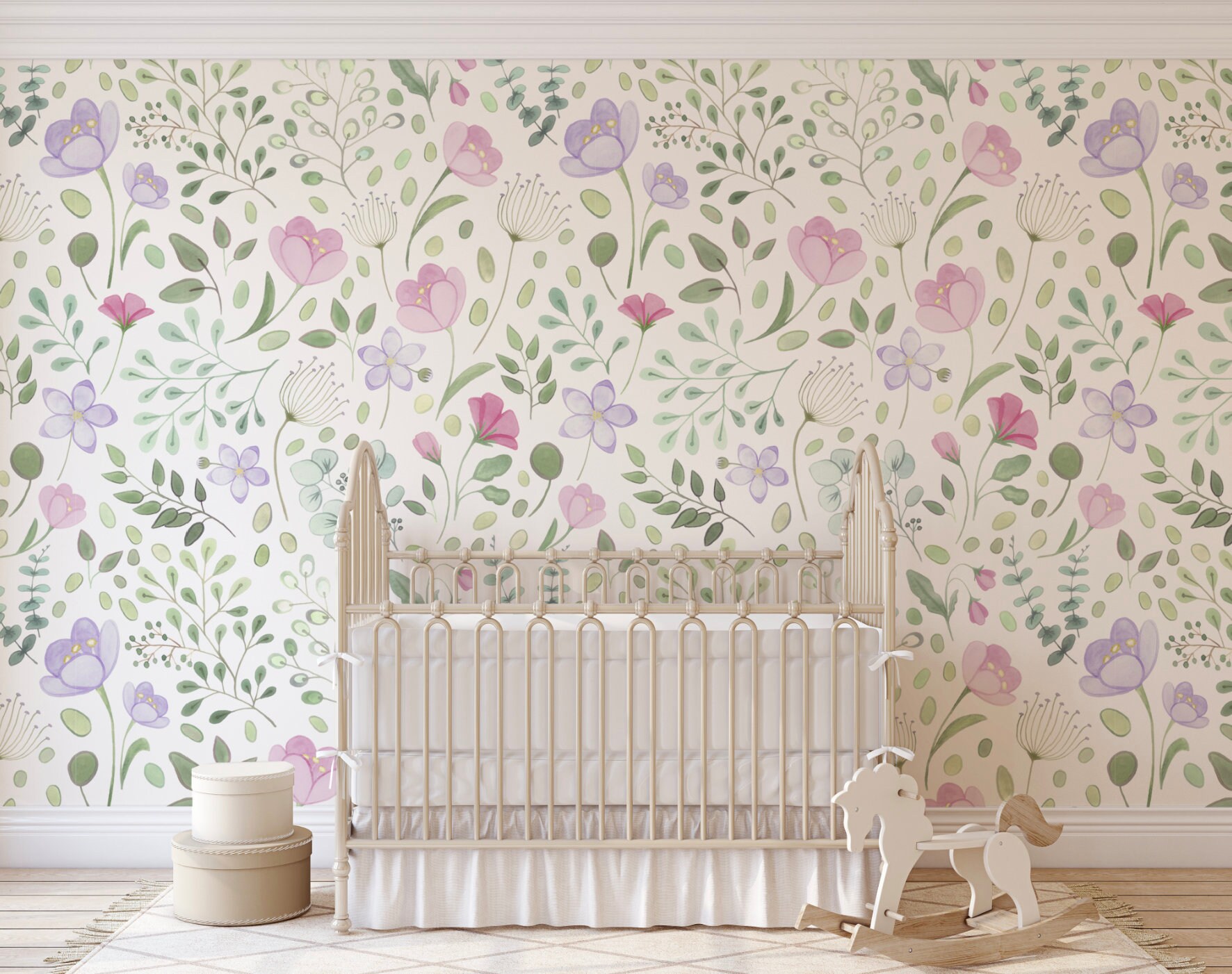 LILAC Posie Watercolor Floral Mural Traditional or - Etsy