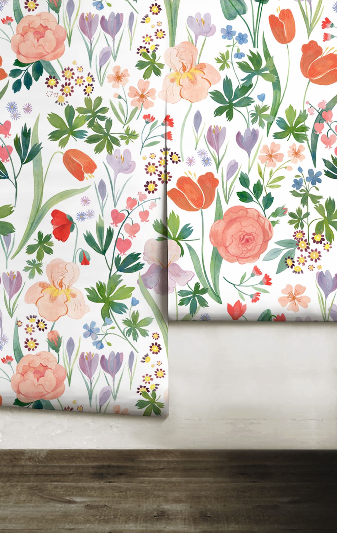 Printemps Floral Wallpaper Mural || Traditional or Removable • Vinyl ...
