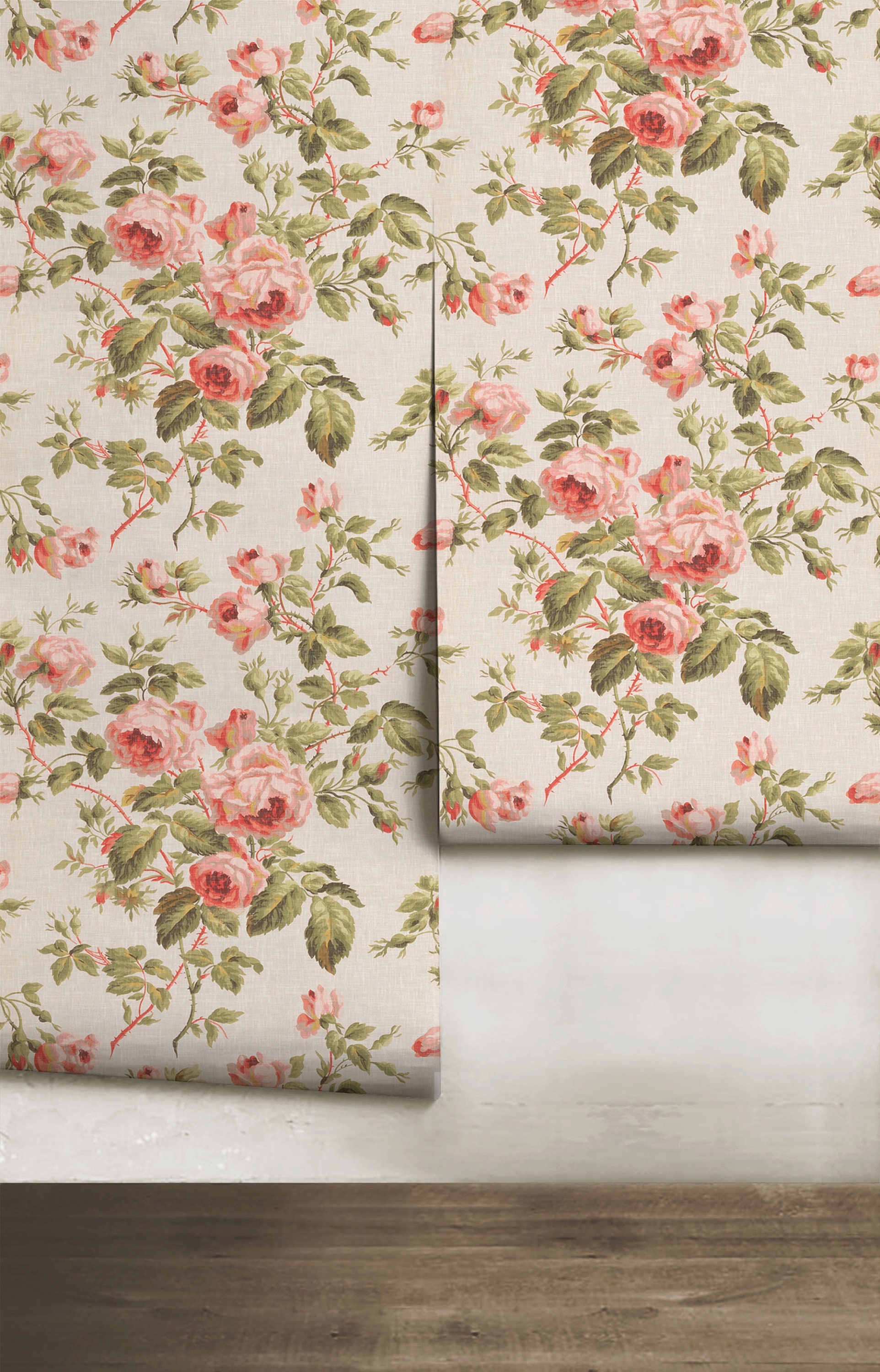 Ascot Rose | Pink | Peel 'n Stick or Prepasted Wallpaper Removable ...