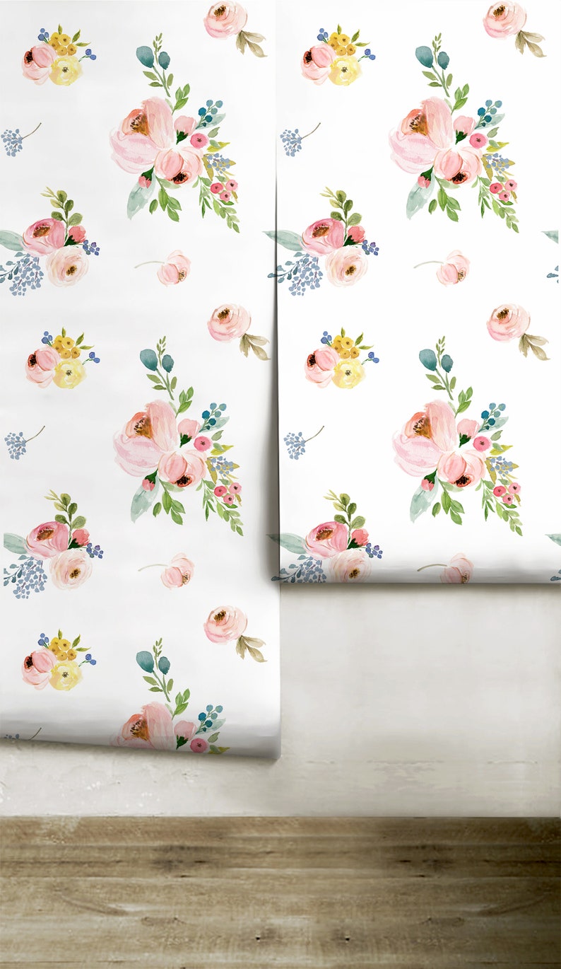 Lucy Wallpaper Hand Painted Flowers Traditional or - Etsy