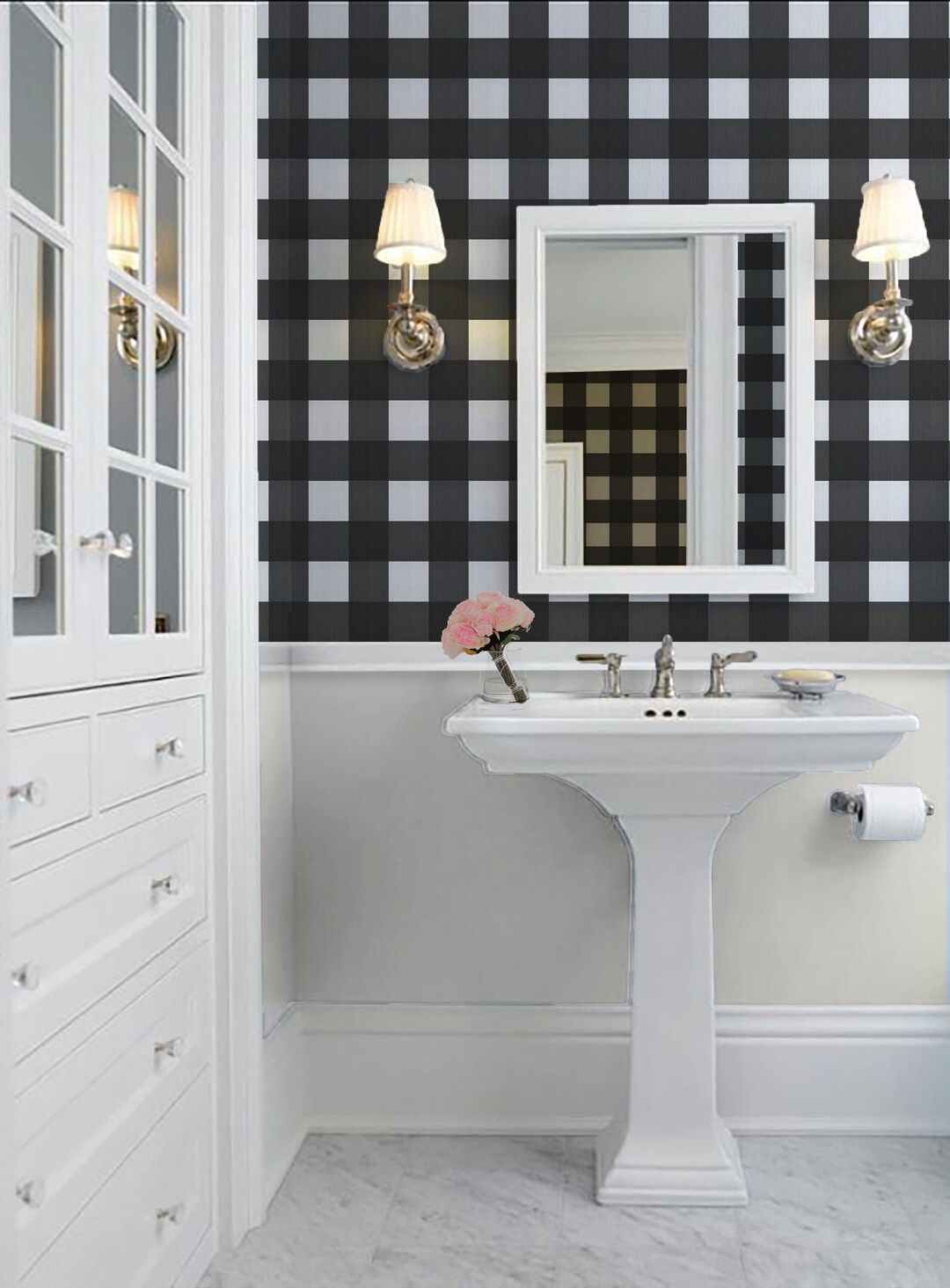 Small Buffalo Check (4 Inch) || Black Peel 'n Stick or Prepasted ...