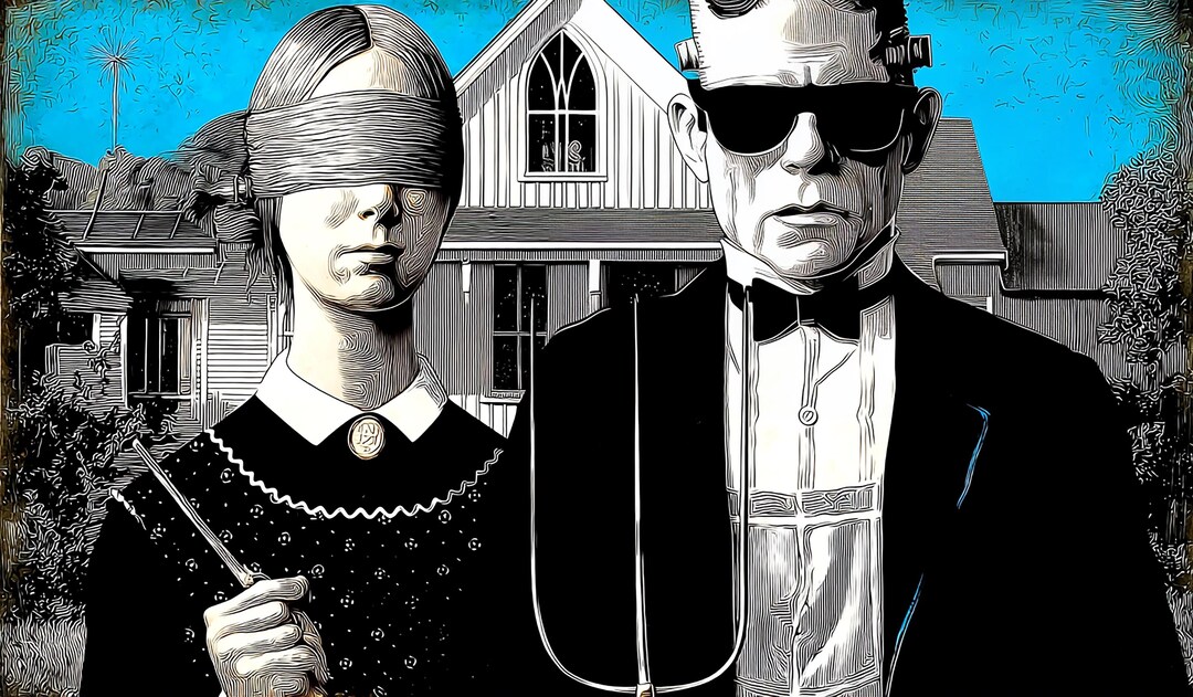 American Gothic Blue Farm | Tymna/kraum | CEDH - Etsy