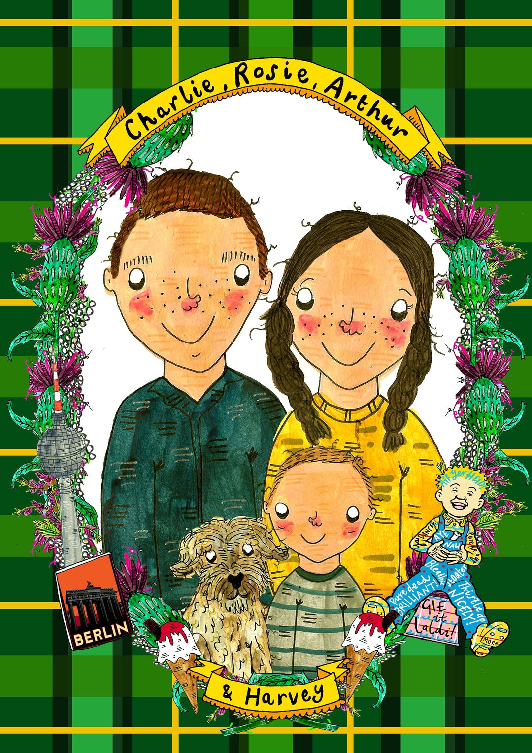 Kids Portrait, Siblings, Cousins or Best Friends Drawn Together! - Etsy