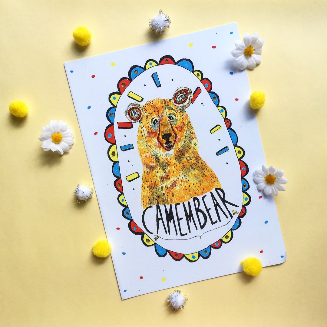 Camembear Illustration, Bear Illustration, Cheese Illustration, Fun ...