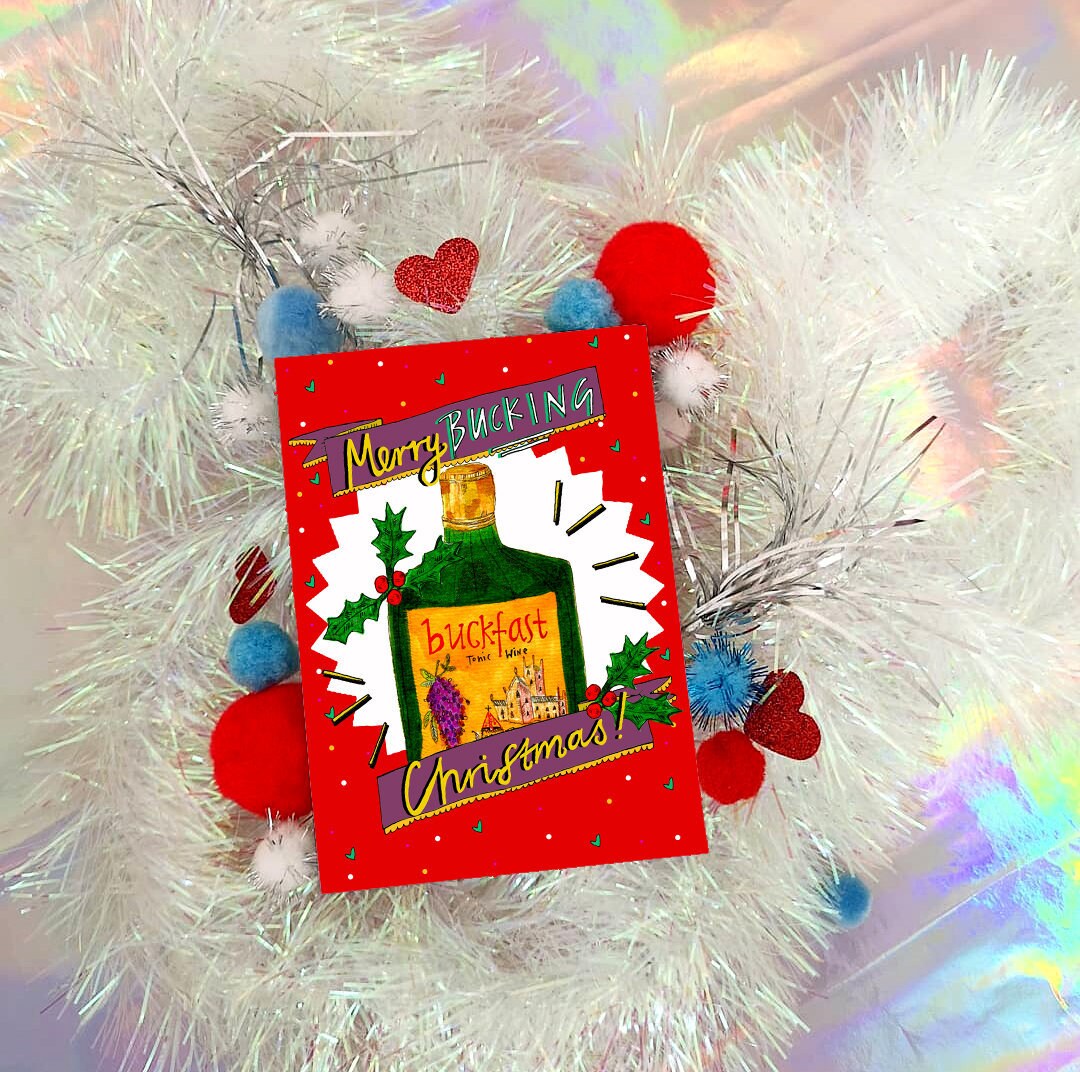 Merry BUCKING Christmas Buckfast Xmas Card, Scottish Humour Christmas ...