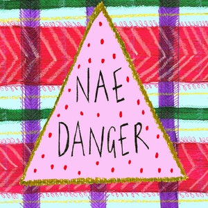 NAE DANGER Tote Bag, Scottish Slang Phrase Illustrated Tote, Tartan ...