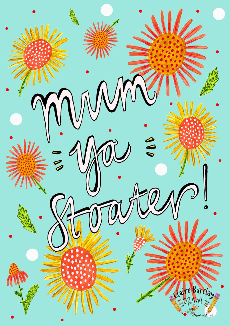 MUM YA STOATER Mother's Day Greetings Card Scottish Slang - Etsy UK