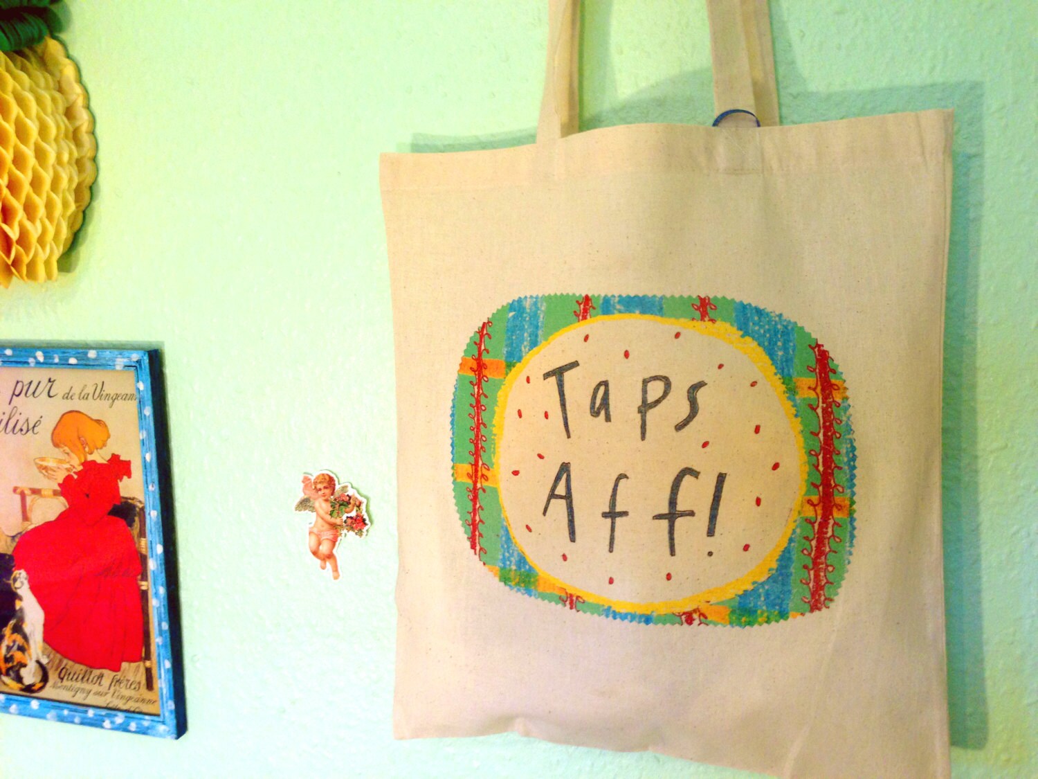 TAPS AFF Tote Bag, Scottish Slang Phrase Illustrated Tote, Tartan ...