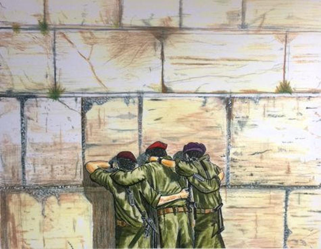 3 Soldiers at Kotel 11 X 14 Available in Color Print or Black and White ...