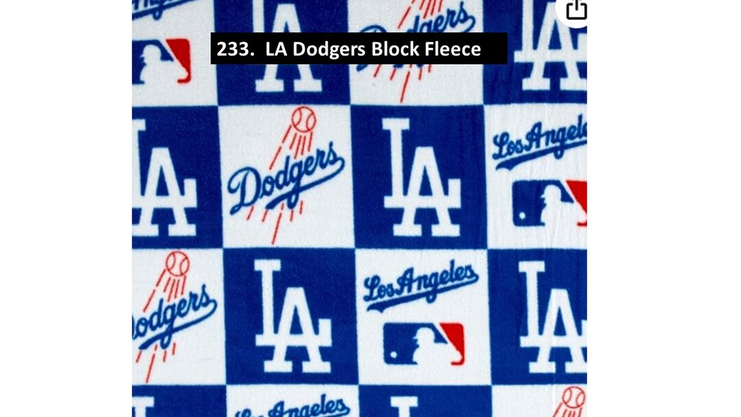 REMNANT! 70.5" X 60" LARGE Scrap Dodgers MLB Block Fleece Fabric 1 Yard ...