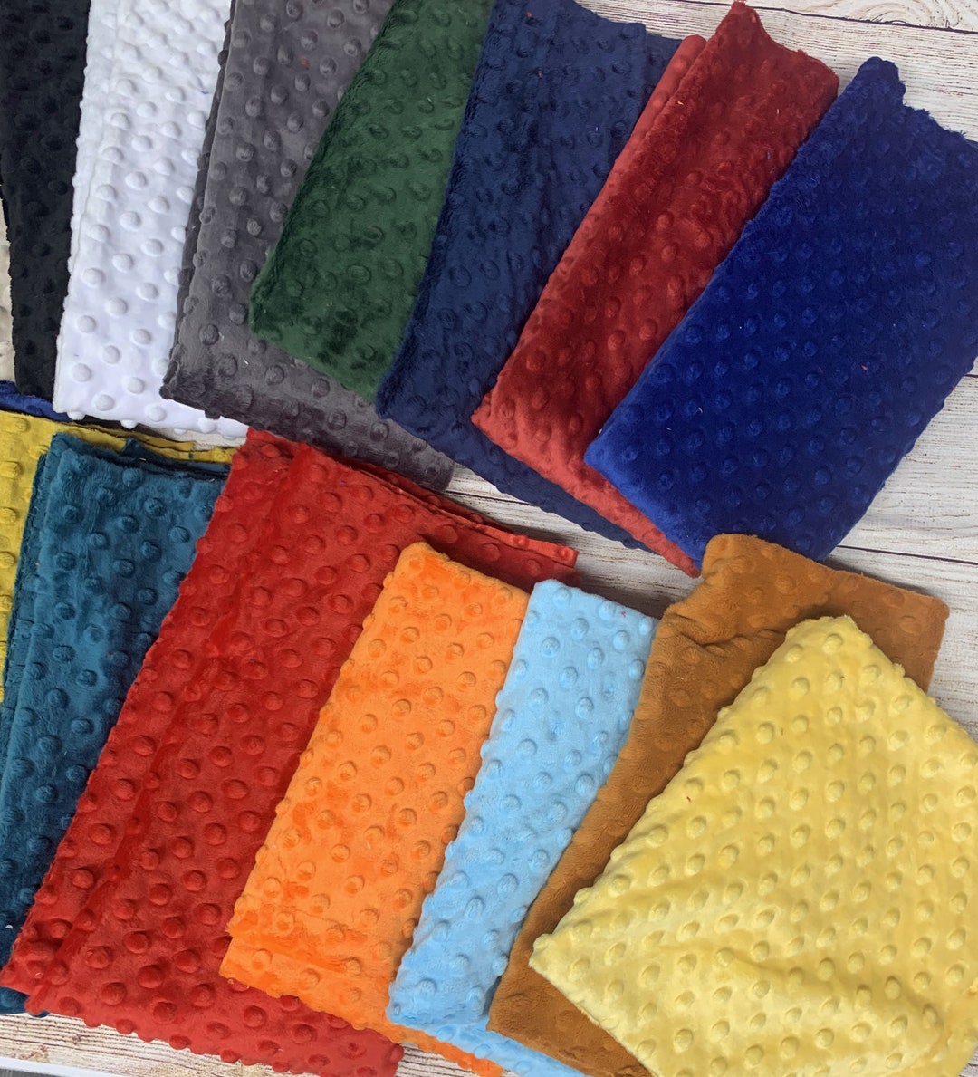Minky Dimple Dot Large Scraps Variety Pack: Solid Colors, Craft Fabric ...