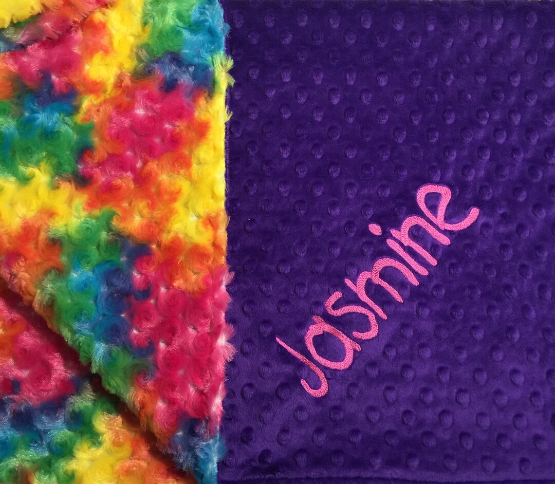 Rainbow Colors Vibrant Soft Plush Minky Baby Blanket Child or Adult ...