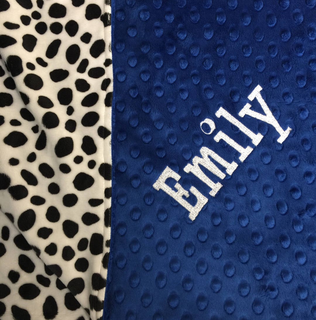 Royal Blue Black White Dalmatian Print Soft Minky Baby or Adult Blanket ...