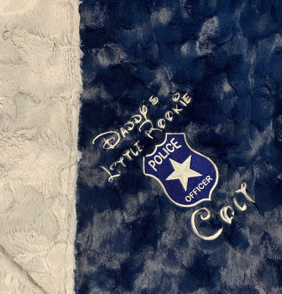 Police Baby Blanket Navy and Gray Blanket Adult Minky Blanket Minky ...