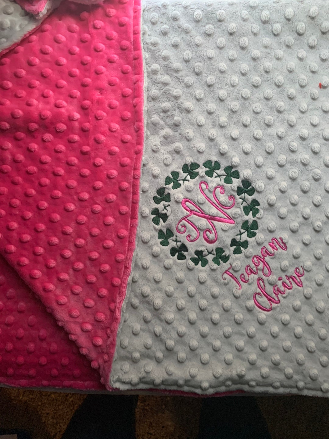 Grey Fuchsia Green Shamrock Baby Blanket Shamrock Nursery Toddler ...