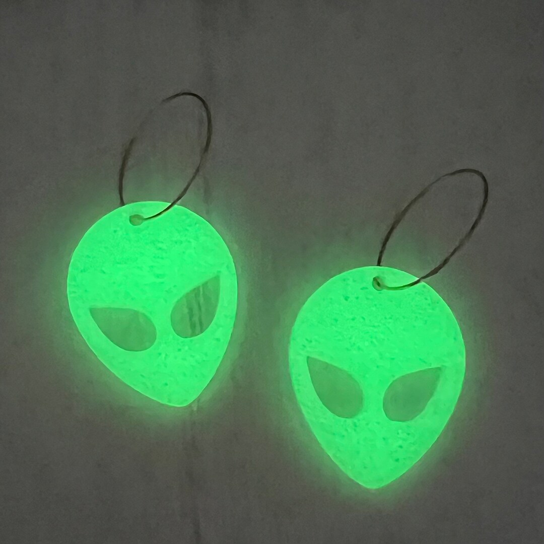 Holographic Alien Earrings, Glow in the Dark Alien Earrings, Sci Fi ...