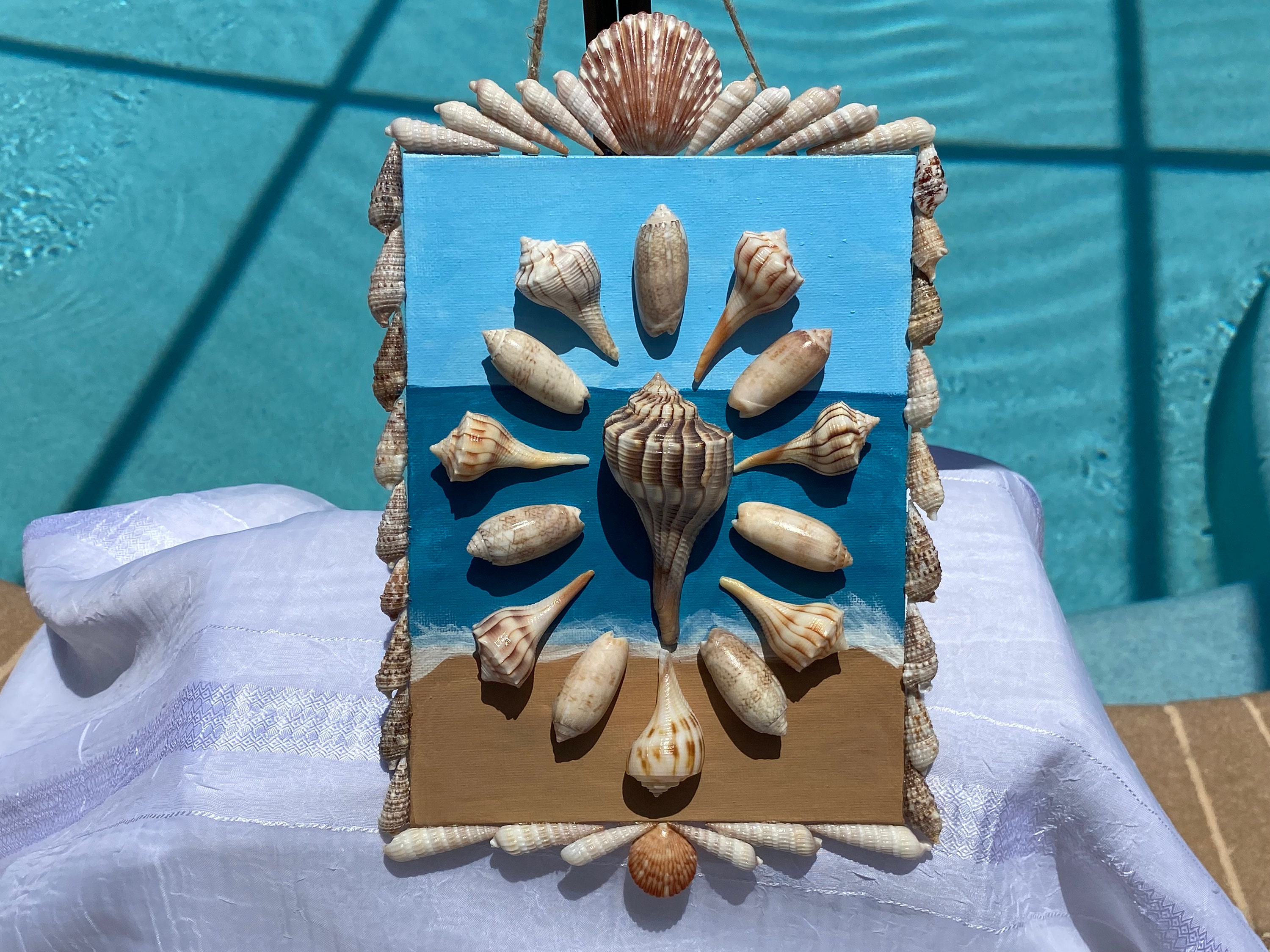 Seashell Beach sign made with seashells and painted beach | Etsy