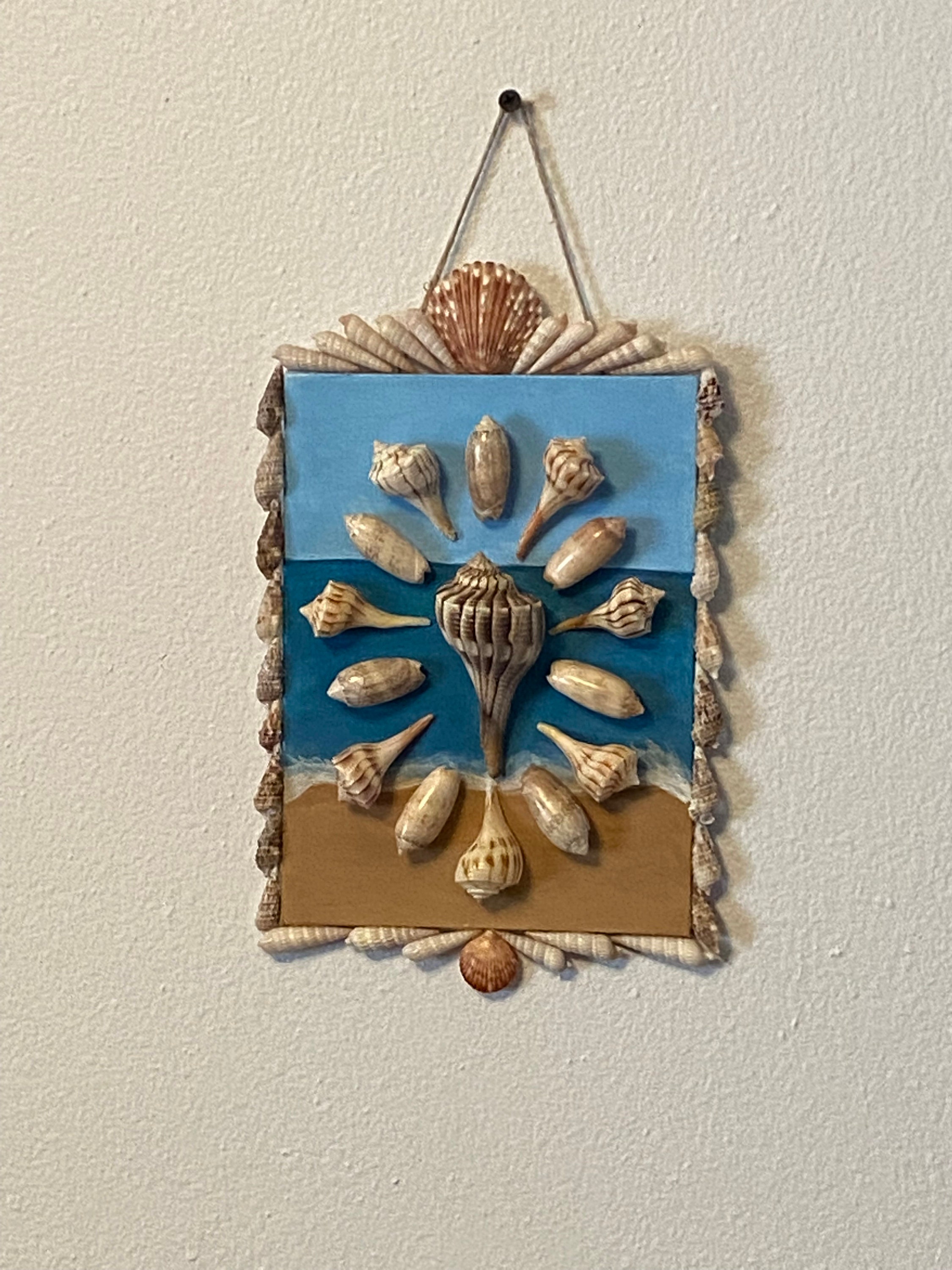 Seashell Beach sign made with seashells and painted beach | Etsy