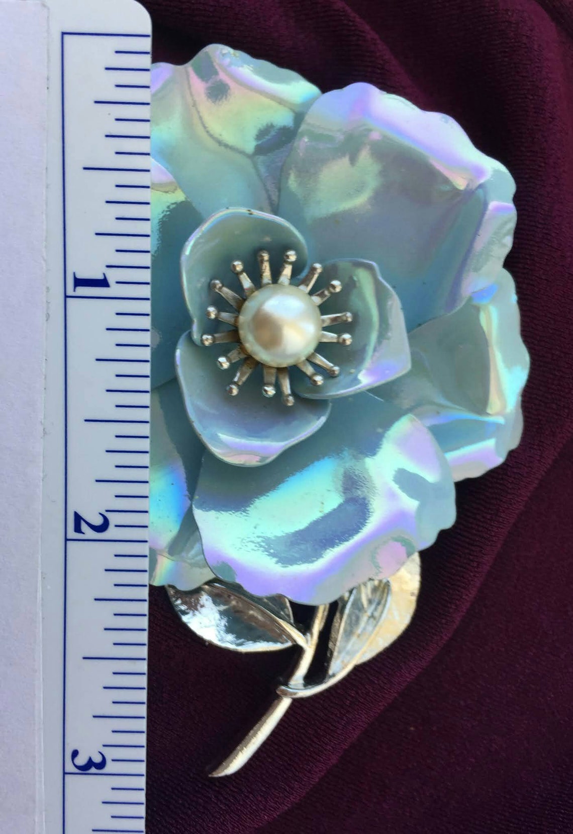 Coro Enamel Earrings Brooch Set Blue Flower Floral Pearl Coro Brooch ...