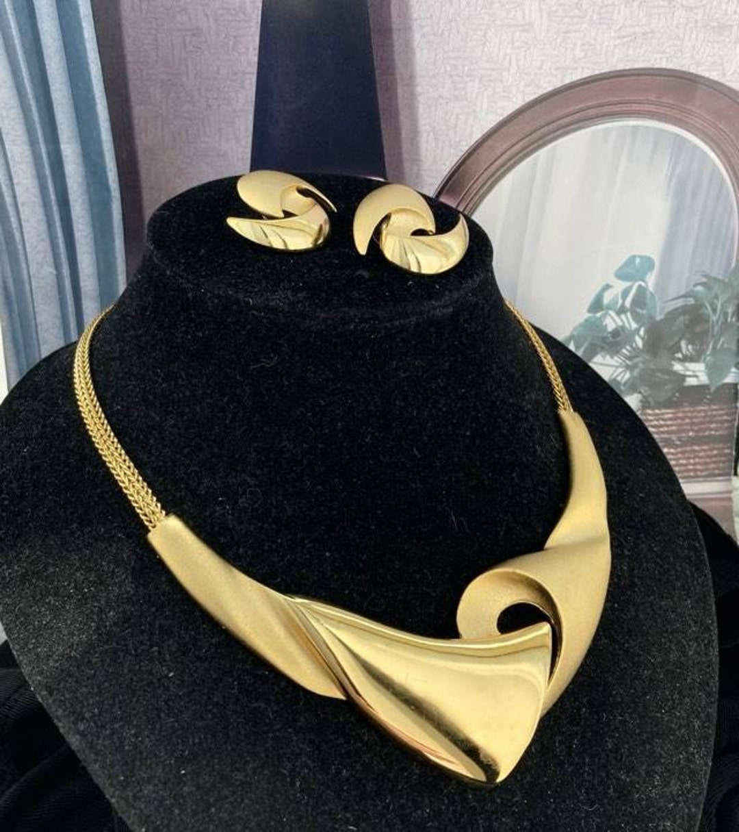 Eclectic Daria Necklace Earrings Set Signed Art Deco Choker Statement ...