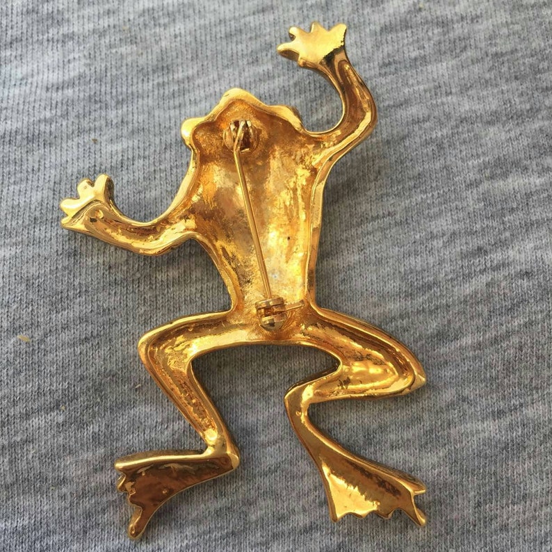 Cute!! Frog Pin Brooch Sparkling Pave Rhinestone Gold Tone Crystal ...