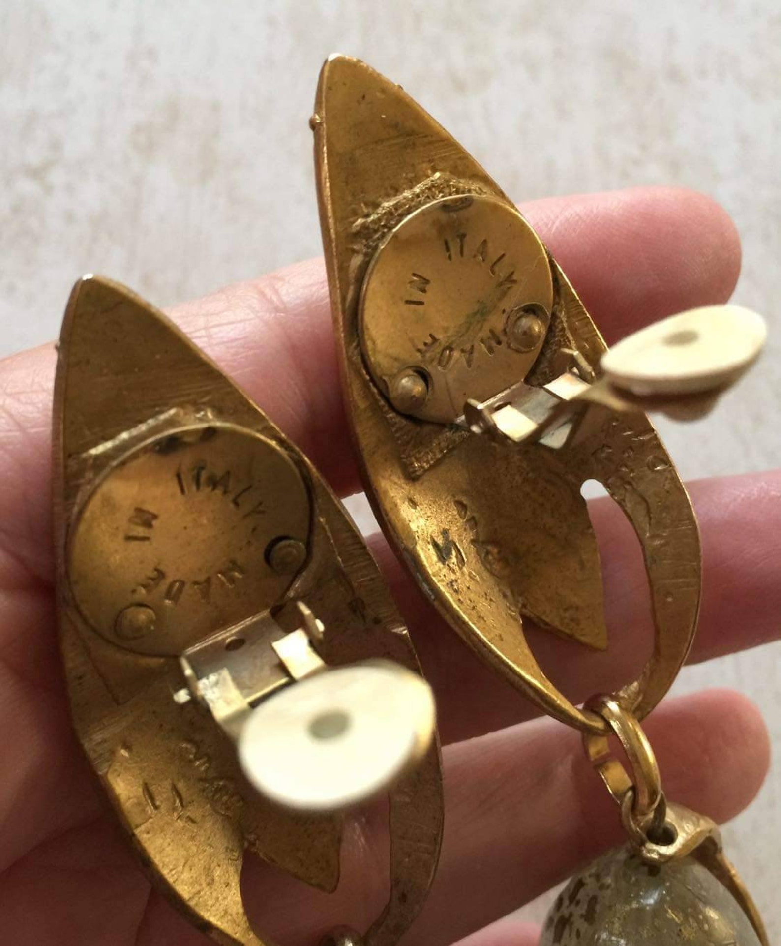 Wow! MADE in ITALY Earrings Artisan Gold Plated Statement Dangle Drop ...